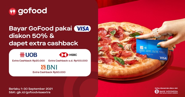 Promo Visa: Diskon 50% GoFood + Ekstra Cashback dari BNI, UOB & HSBC ...