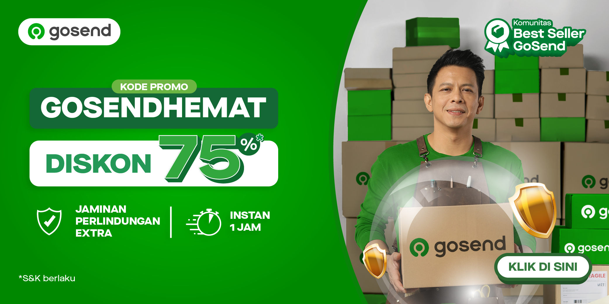 Diskon 75%, pakai Kode Promo ‘GOSENDHEMAT’! | GoSend